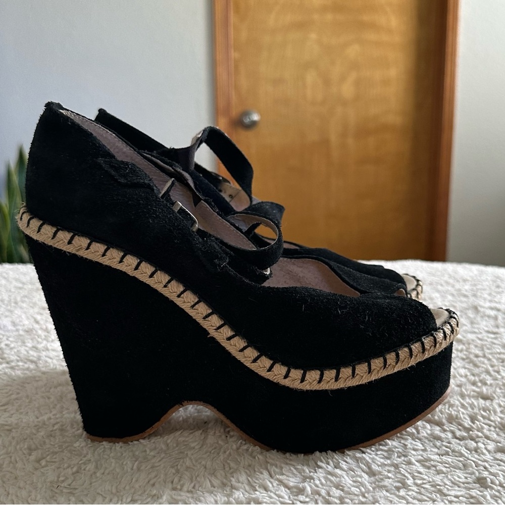 Free People 'Terrace' Suede & Jute Platform Wedge - Gem